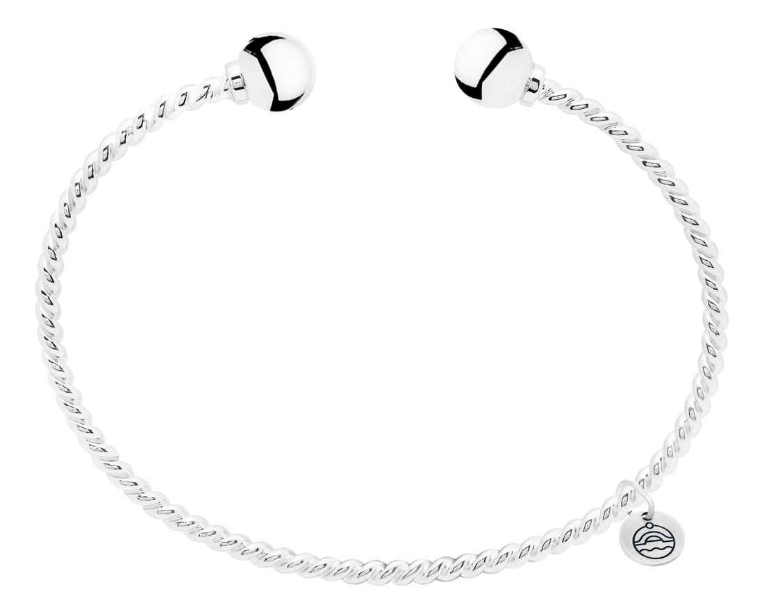 Sterling Silver Twisted Wire Single Bead Cape Cod Cuff Bracelet ...